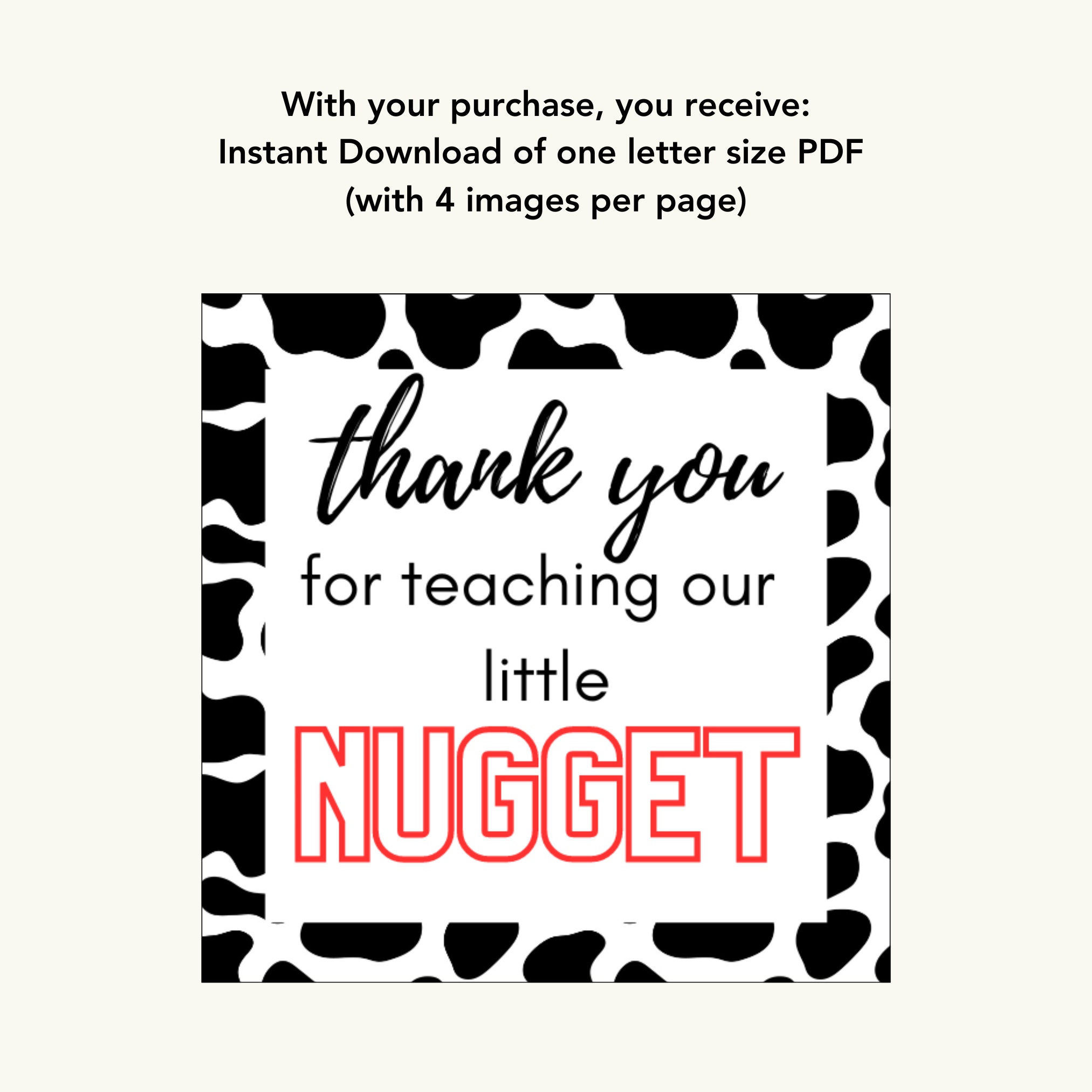 Thank You Gift to Teacher, Fast Food Gift Card Tag, Printable for ...