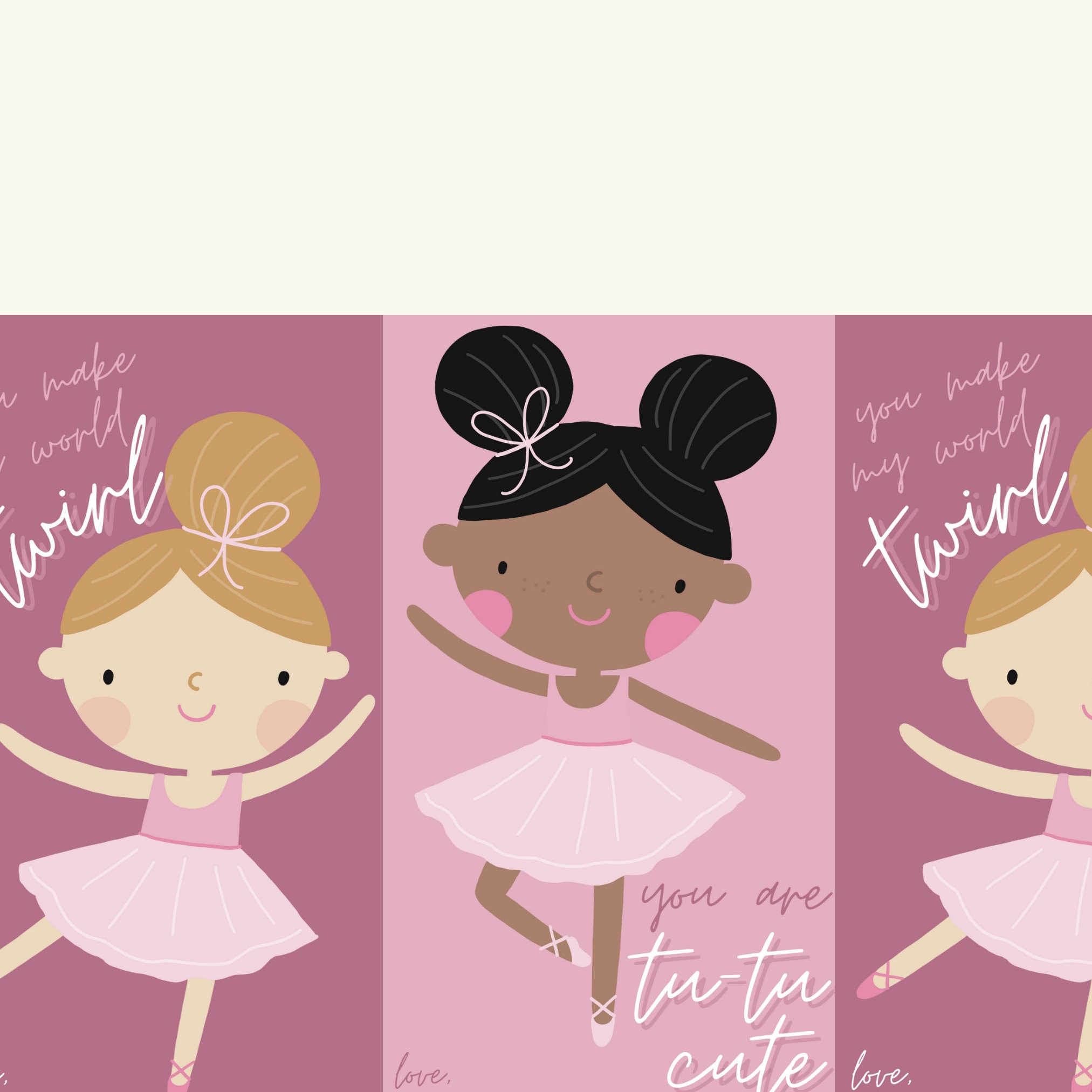 Ballerina Valentine, Printable, Girls Valentine, Twirl, Dancing, Kids ...