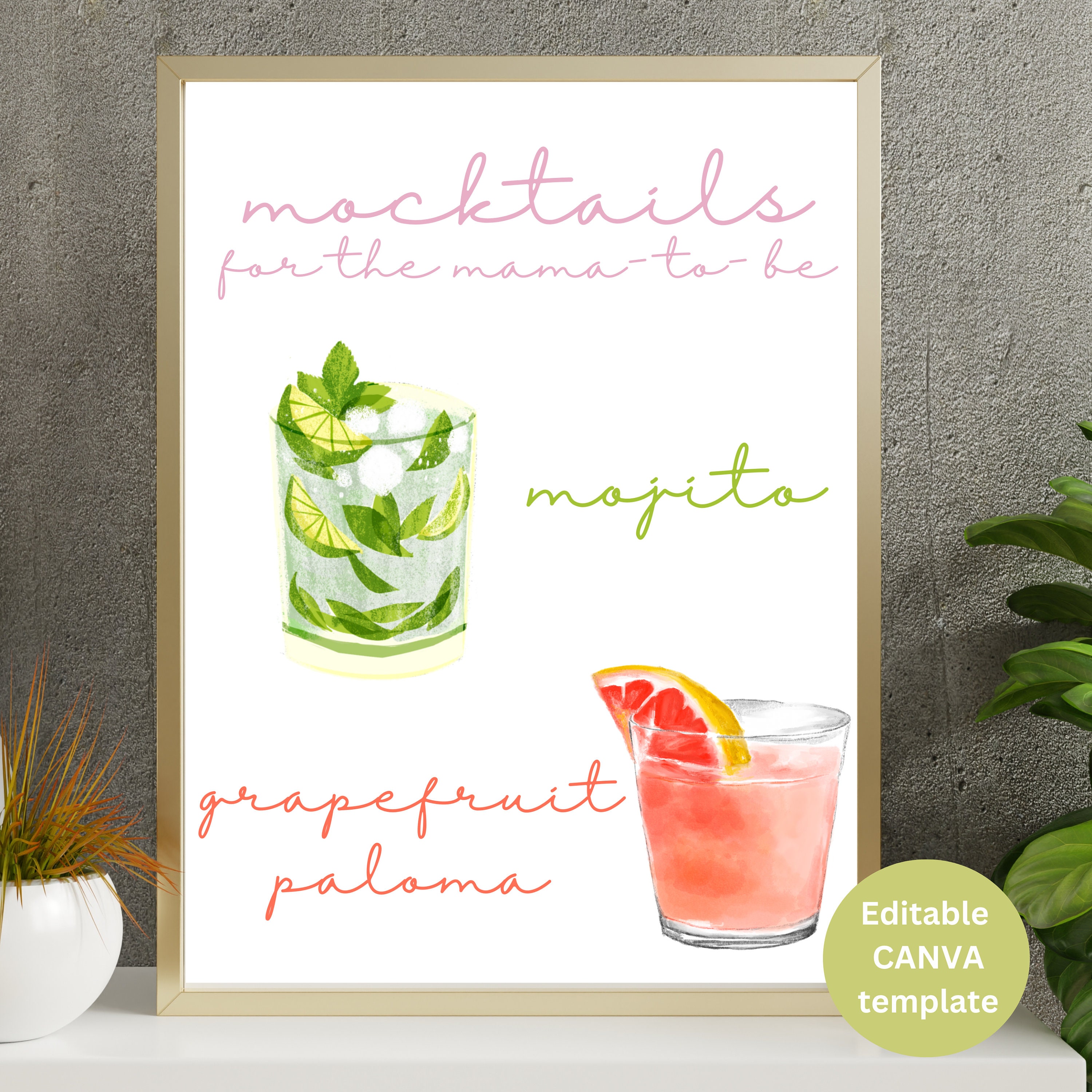 Mocktail Drink Sign, Baby Shower Mocktails, Signature Drink Sign ...
