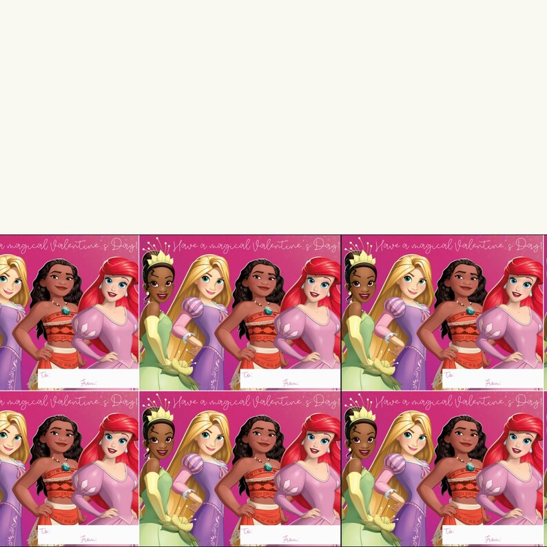 Princess Valentines Card, Instant Download, Disney Princesses, Kids ...
