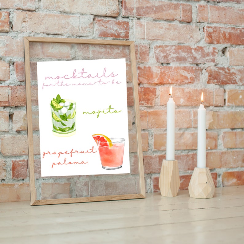 Mocktail Drink Sign, Baby Shower Mocktails, Signature Drink Sign ...