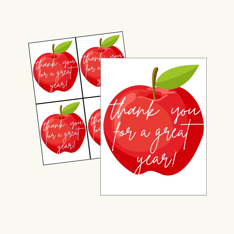 Teacher Thank You Card, Teacher Gift, Tag for Teachers, Apple Card ...