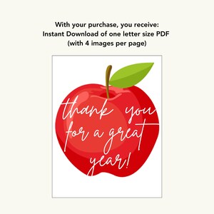 Teacher Thank You Card, Teacher Gift, Tag for Teachers, Apple Card ...