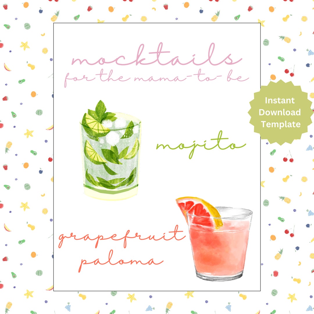 Mocktail Drink Sign, Baby Shower Mocktails, Signature Drink Sign ...