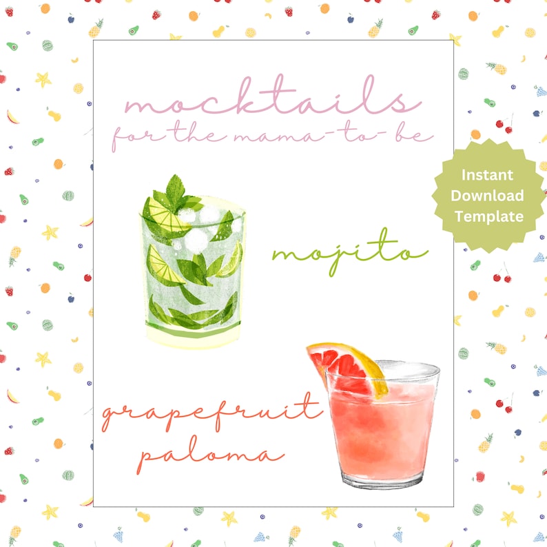 Mocktail Drink Sign, Baby Shower Mocktails, Signature Drink Sign ...