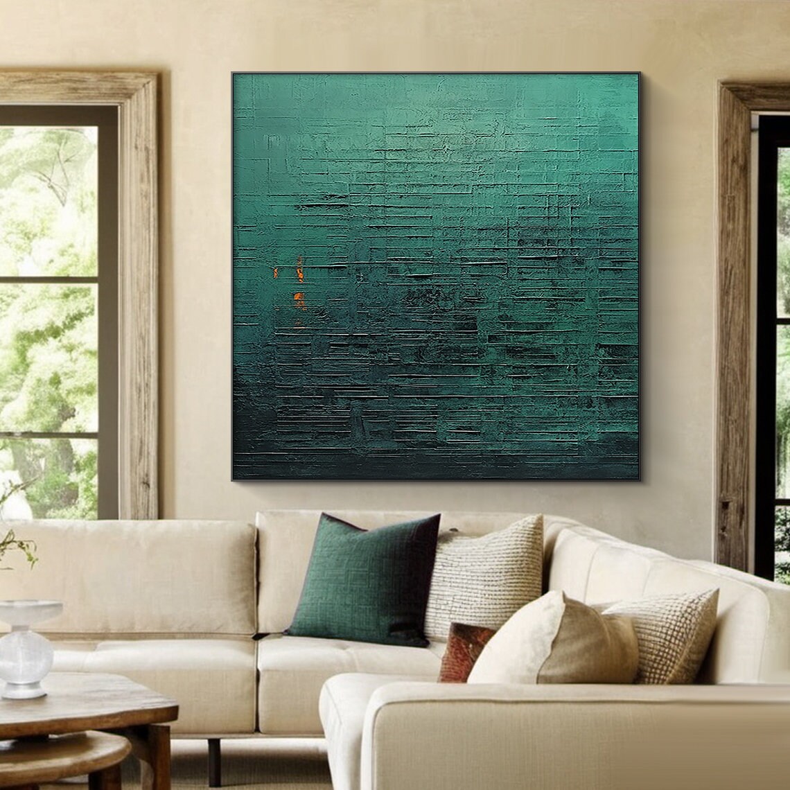 Large Green Abstract Painting,green Wall Art,green Canvas Painting ...