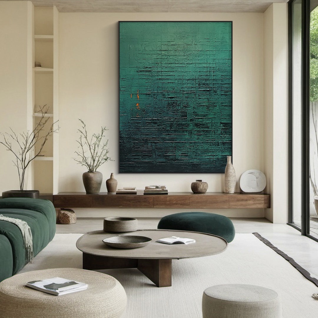 Large Green Abstract Painting,green Wall Art,green Canvas Painting ...
