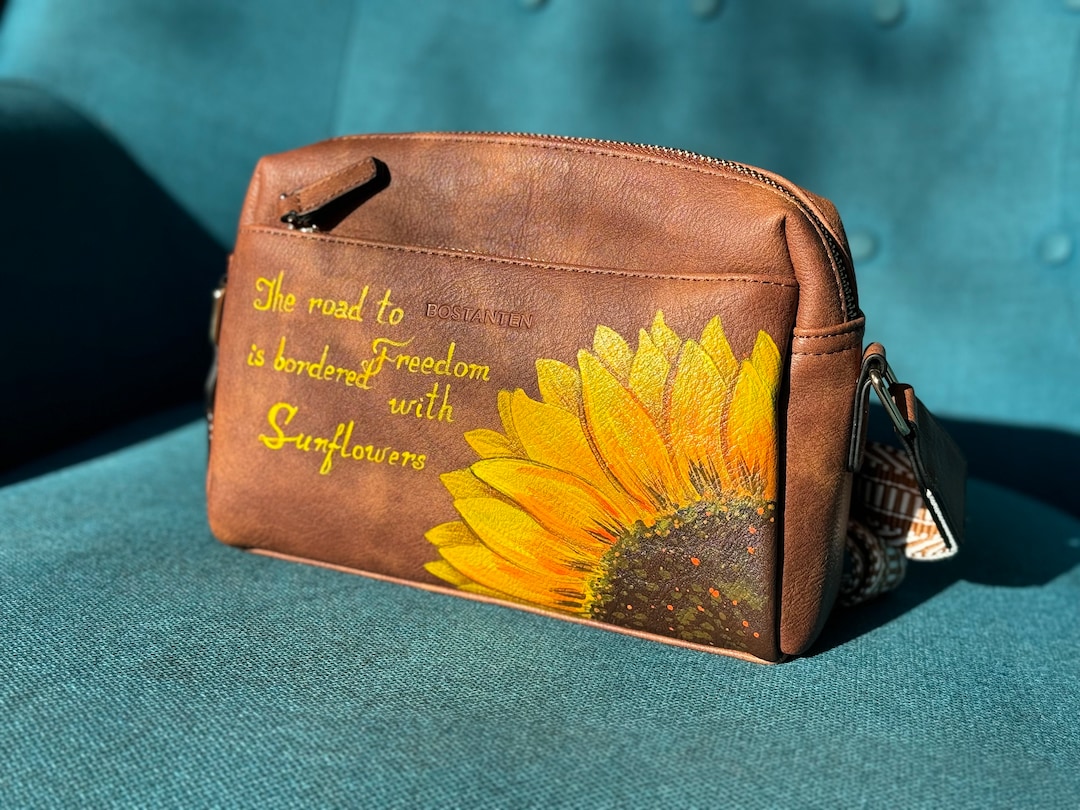 Personalised Hand Painted Bag With Sunflower Custom Painted Purse Gift ...