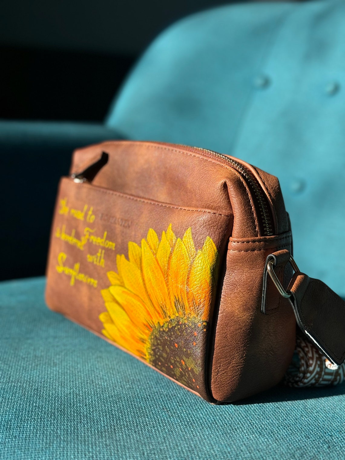 Personalised Hand Painted Bag With Sunflower Custom Painted Purse Gift ...