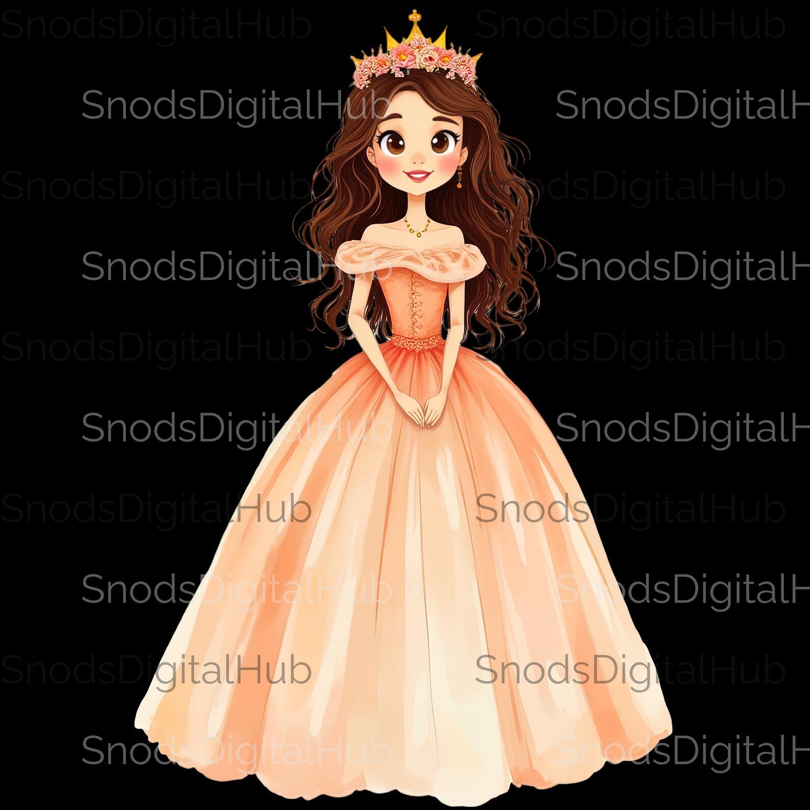 22 Watercolor Princess Clipart – Whimsical Yellow Gown With Blue Bird ...