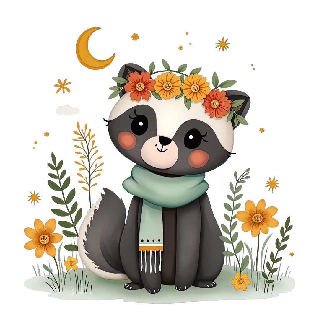 10 Whimsical Boho Woodland Animals Collection With Floral Accents for ...