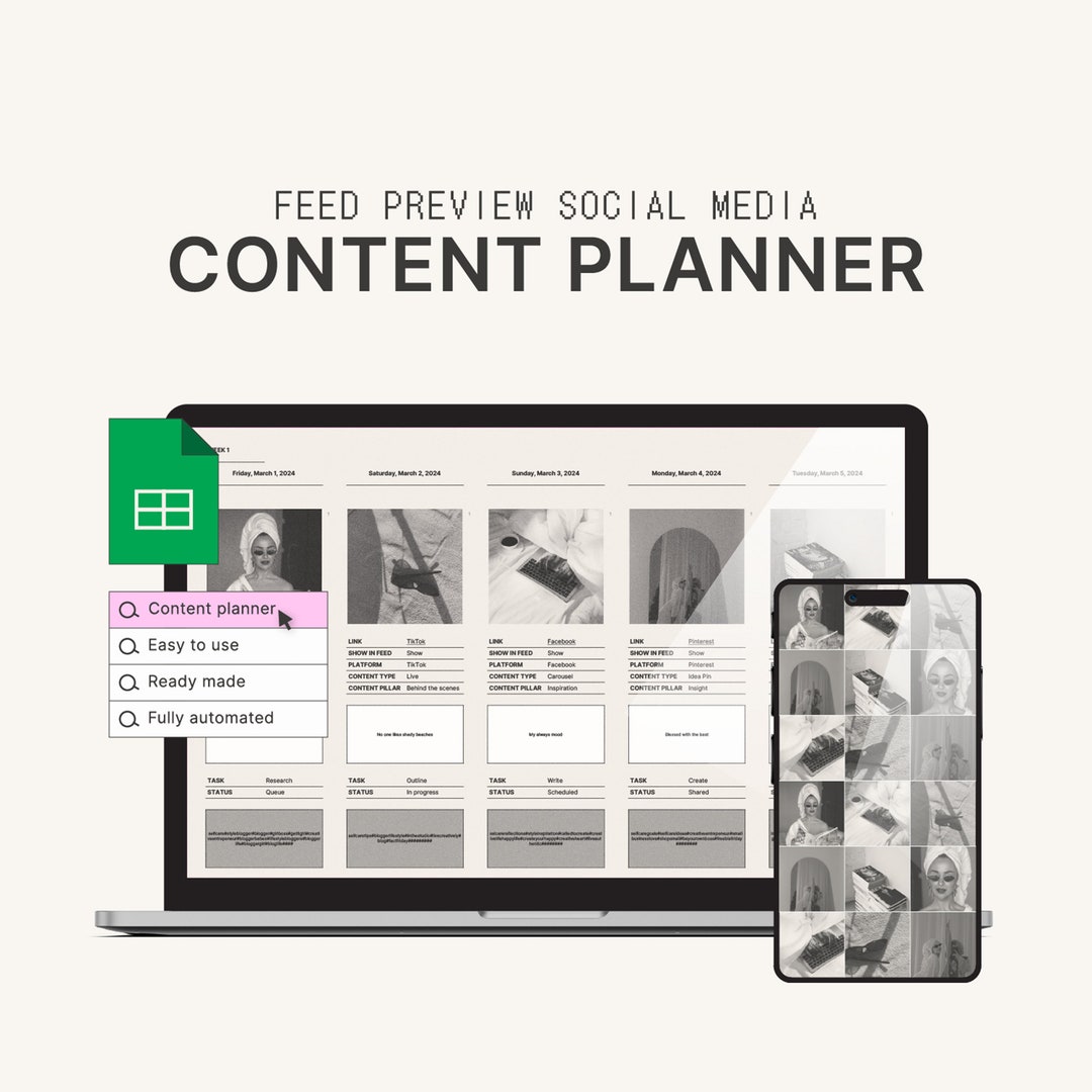 Social Media Content Planner Template Content Creator Calendar Content ...