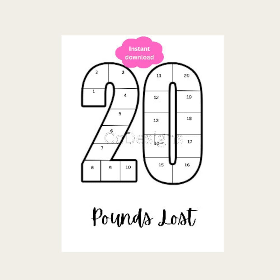 2024 "20 Pounds Lost" Weight Loss Tracker Health Journey Printable ...