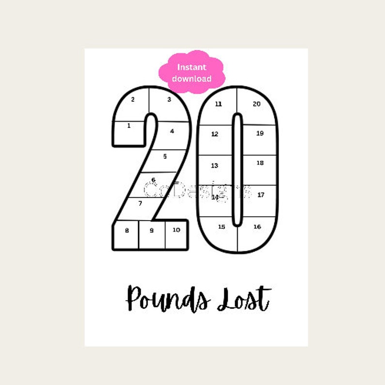 2024 "20 Pounds Lost" Weight Loss Tracker Health Journey Printable ...