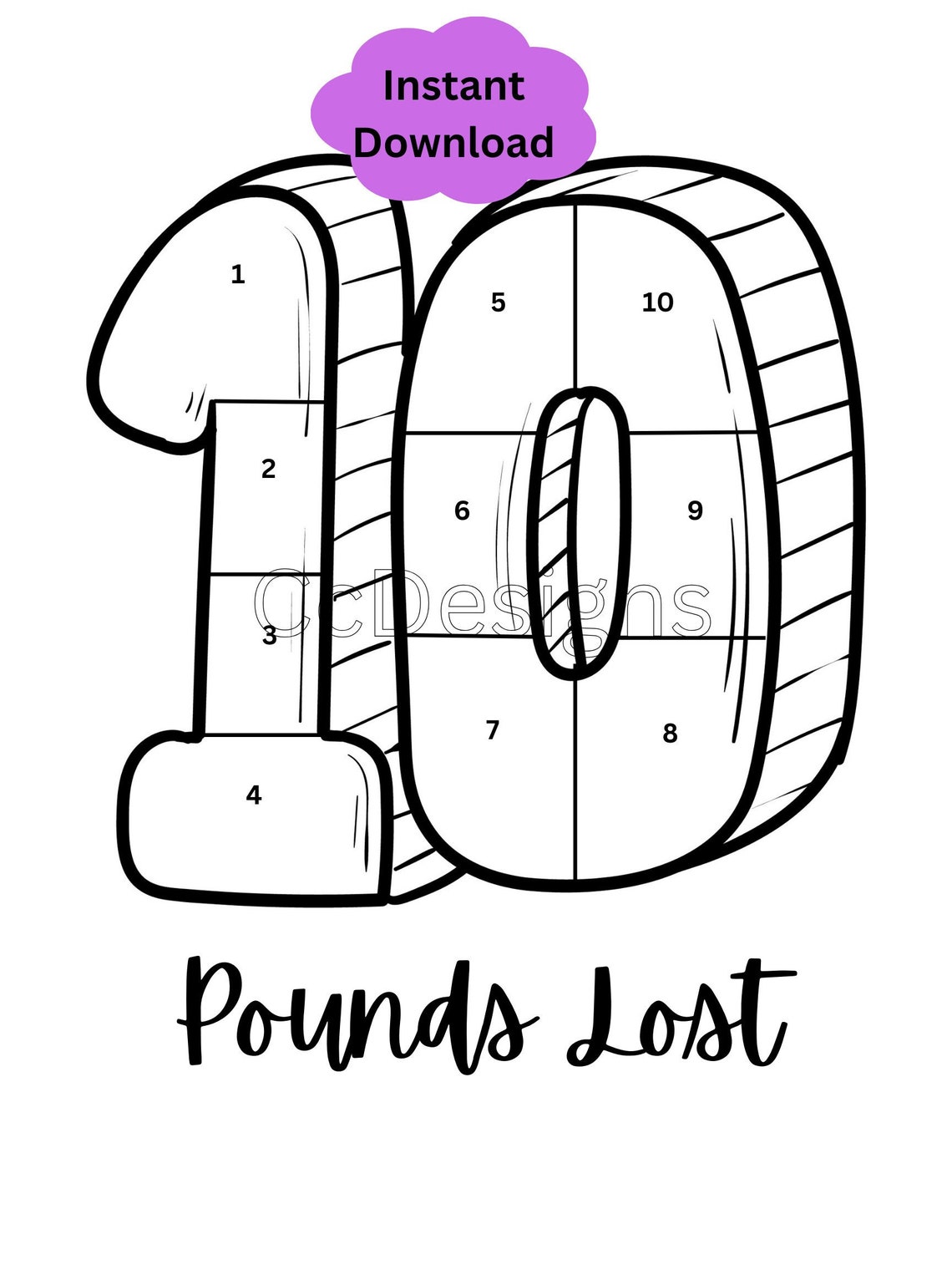 2024 10 Pounds Lost Weight Loss Tracker Coloring Page - Etsy