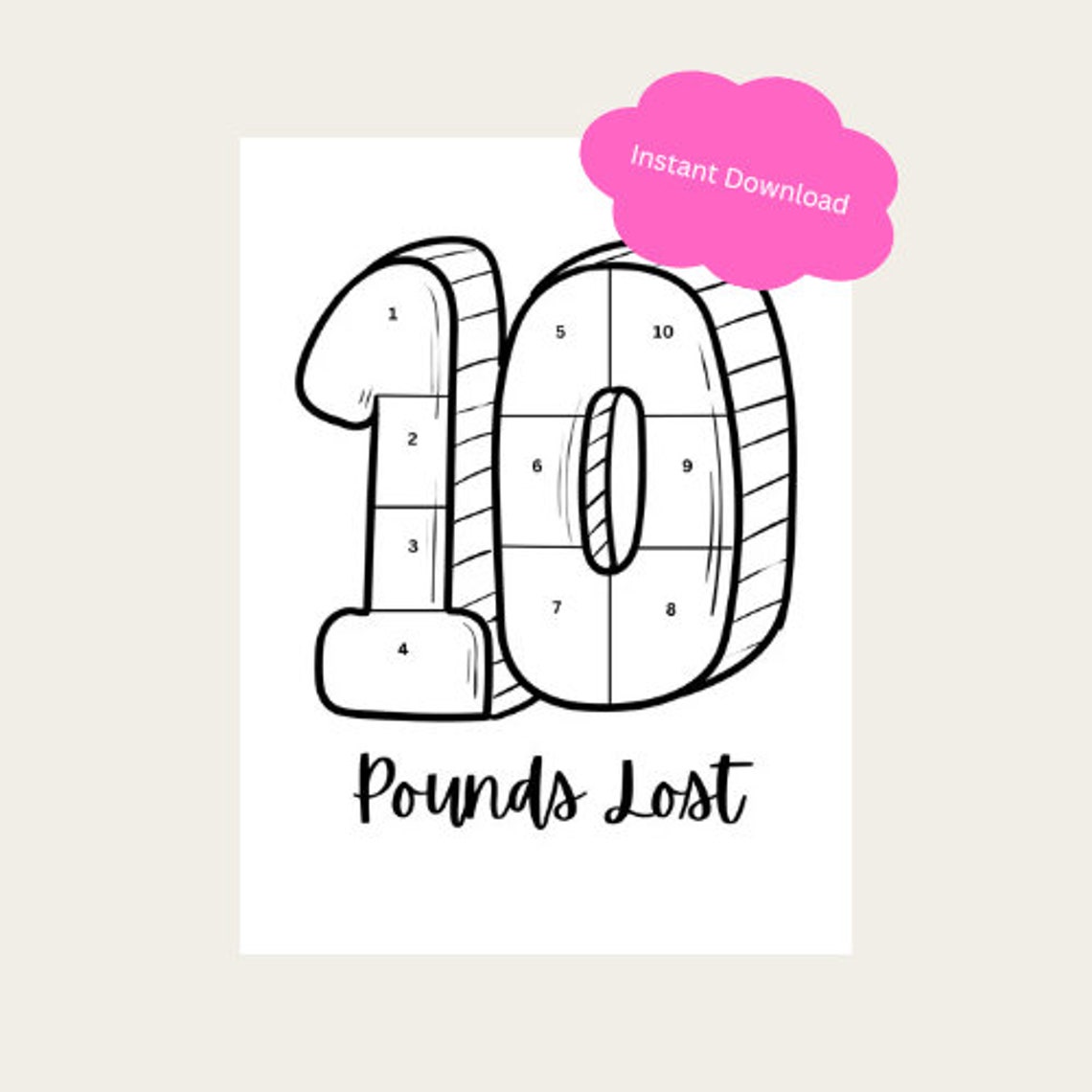 2024 "10 Pounds Lost" Weight Loss Tracker Health Journey Printable ...