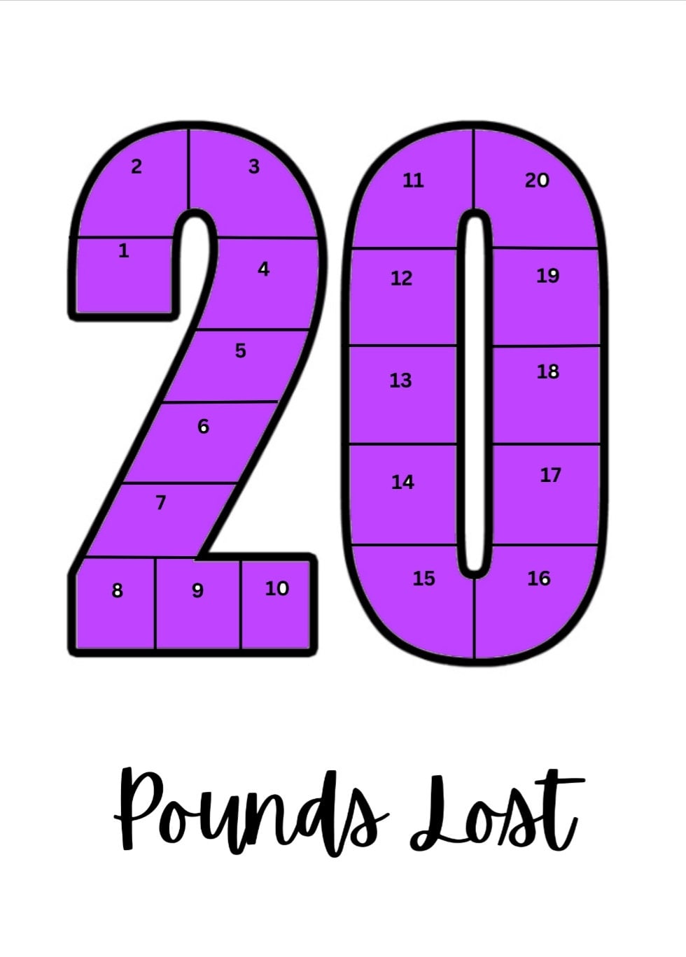 2024 "20 Pounds Lost" Weight Loss Tracker Health Journey Printable ...