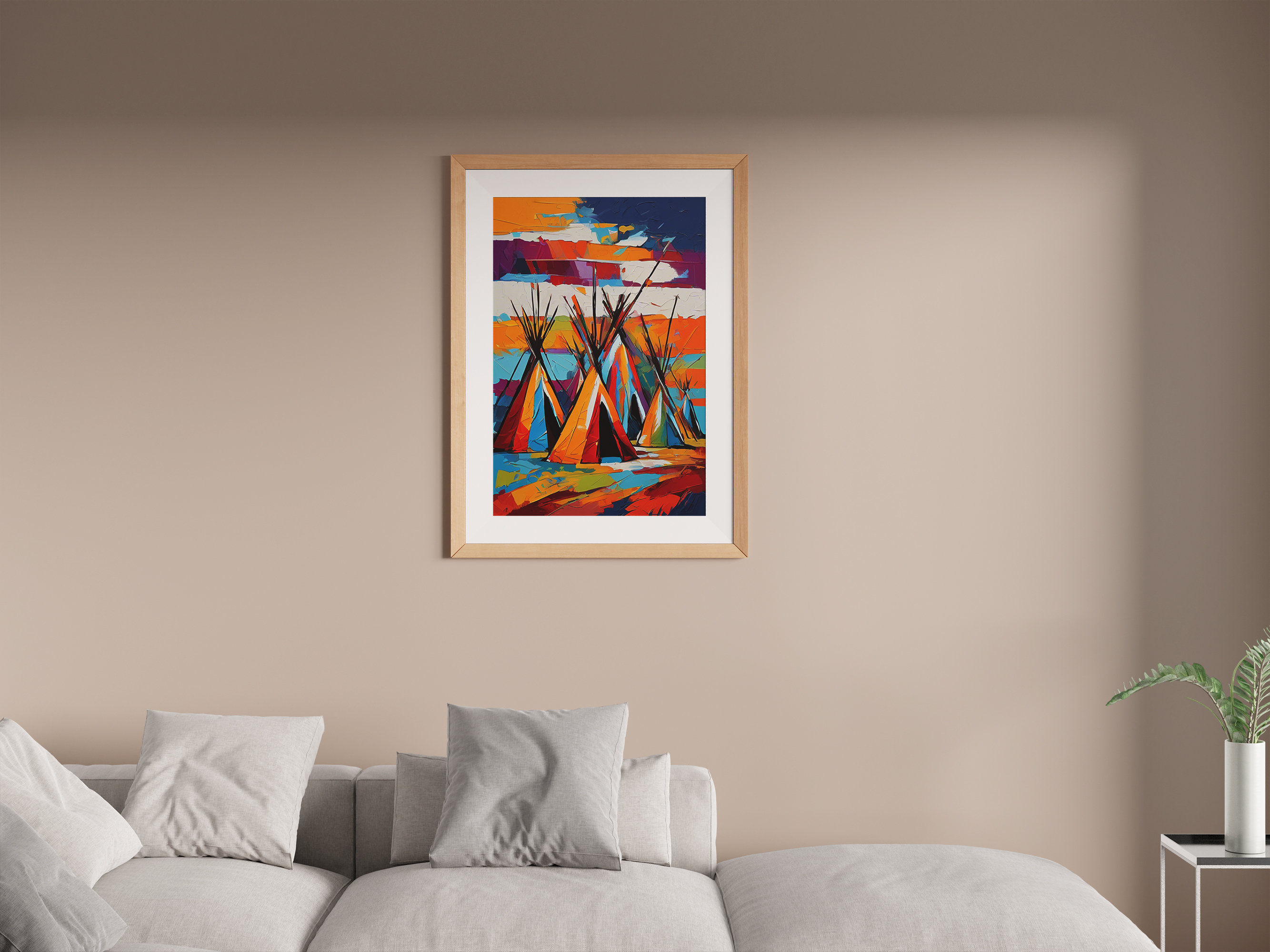 Abstract Painting of Native American Teepees, Digital Download, Digital ...