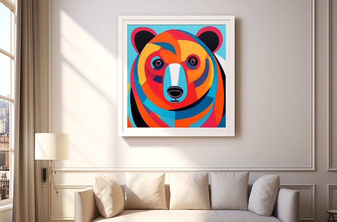 Abstract Graffiti Bear Digital Artwork in Multicolor, Wall Décor ...