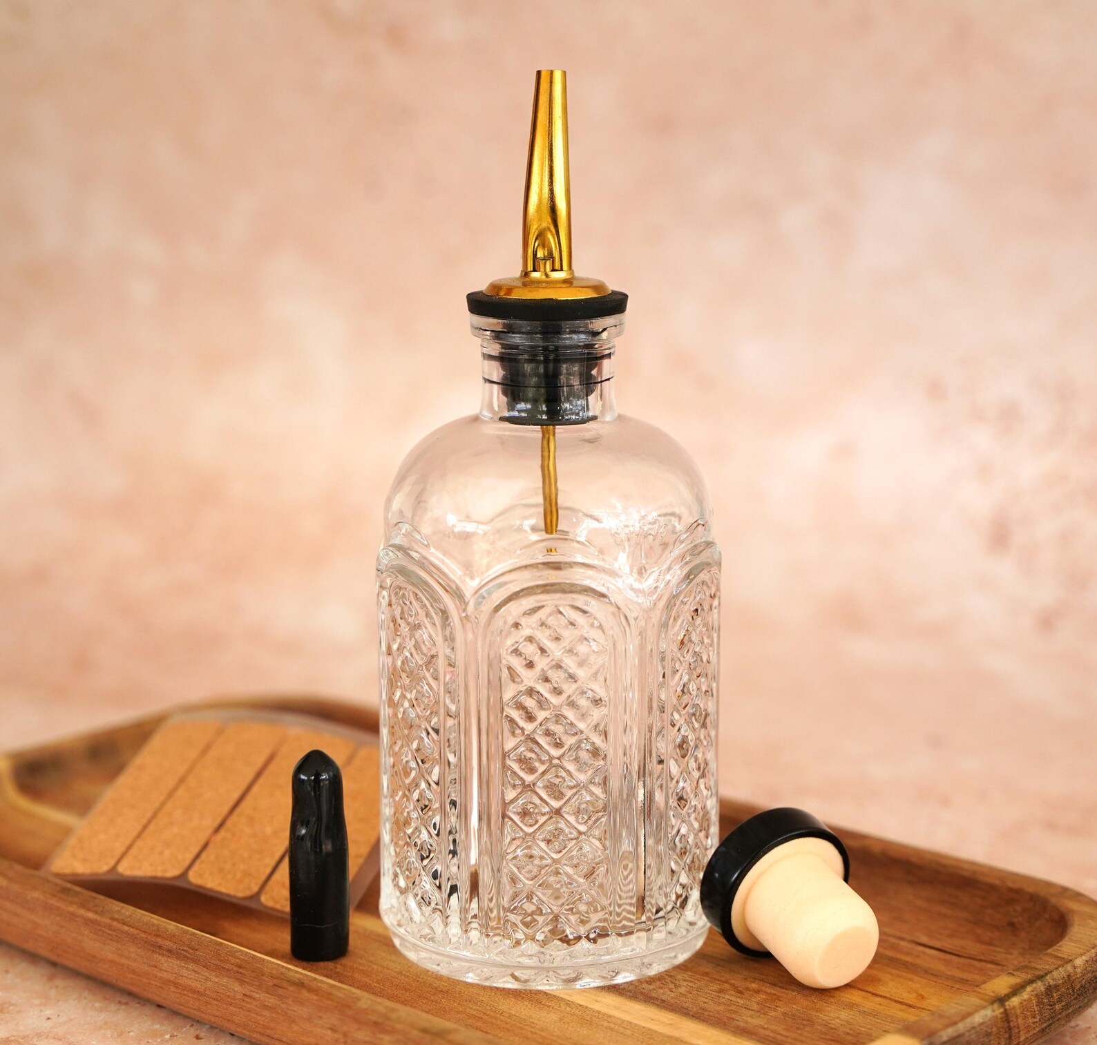 Checkered Crystal Dispenser Bottle, Dispenser Bottle, Glass Bottle ...