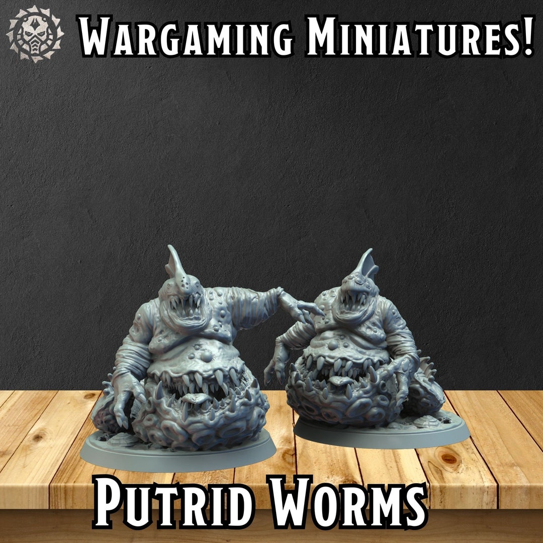 Putrid Worms Resin 3D Printed Wargaming Miniature Proxy Figure ...