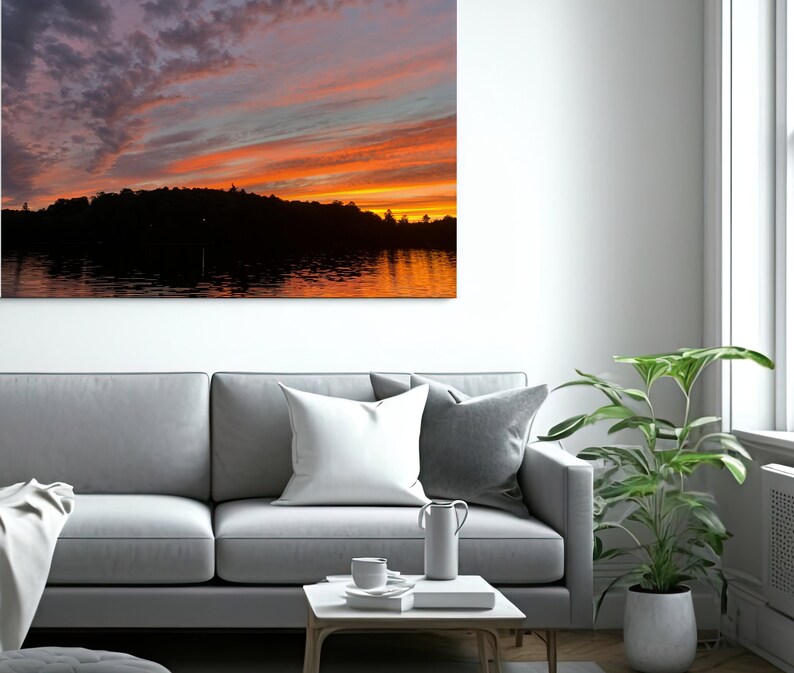 Sunset Lake Canvas Wall Art, Cottage Country Nature Photo Print - Etsy