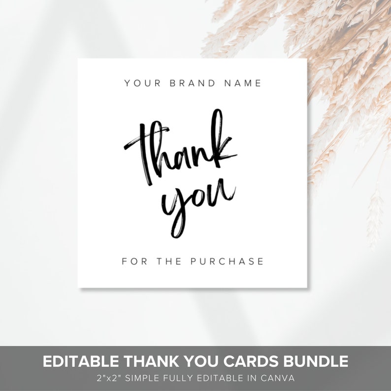 Editable Thank You Card Templates for Small Business, Printable Canva ...