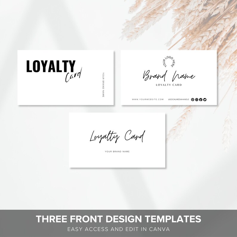 Minimalist Loyalty Card Canva Templates for Business, Gift Voucher for ...