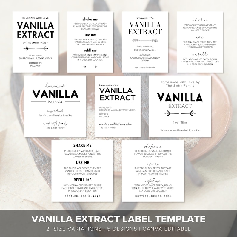 Simple Homemade Vanilla Extract Label Template, Canva, Food Label ...