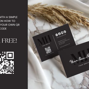Black Business Card Template Canva With QR Code, Luxury Business Card ...