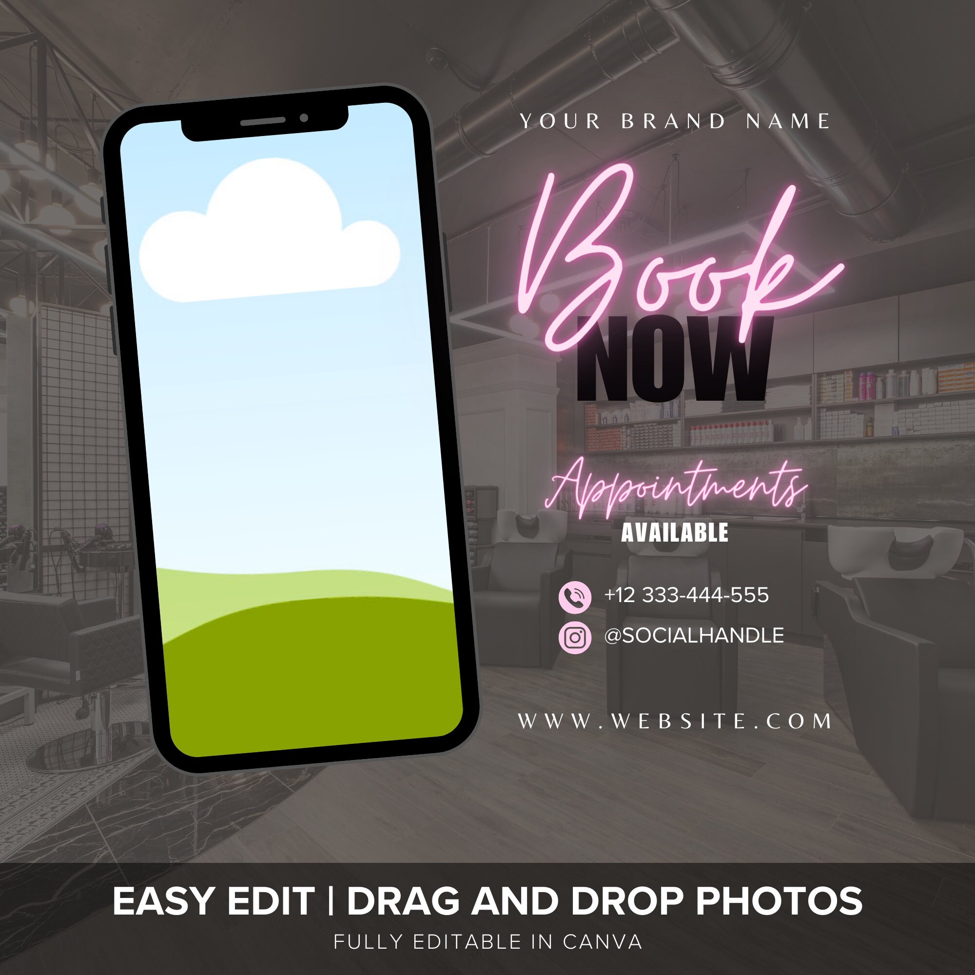 Sleek Elegant Editable Book Now Flyer Canva, Salon Esthetician ...