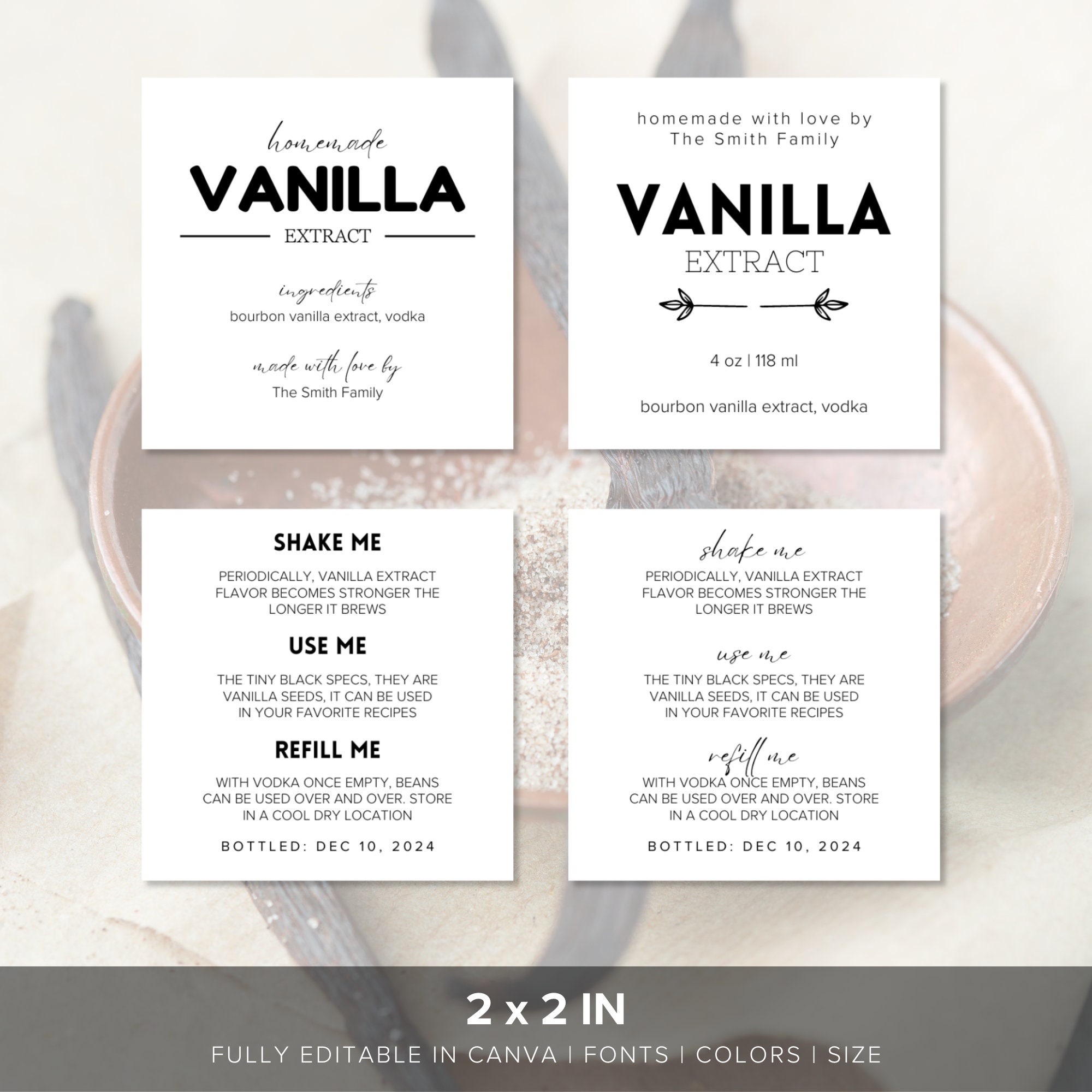 Simple Homemade Vanilla Extract Label Template, Canva, Food Label ...