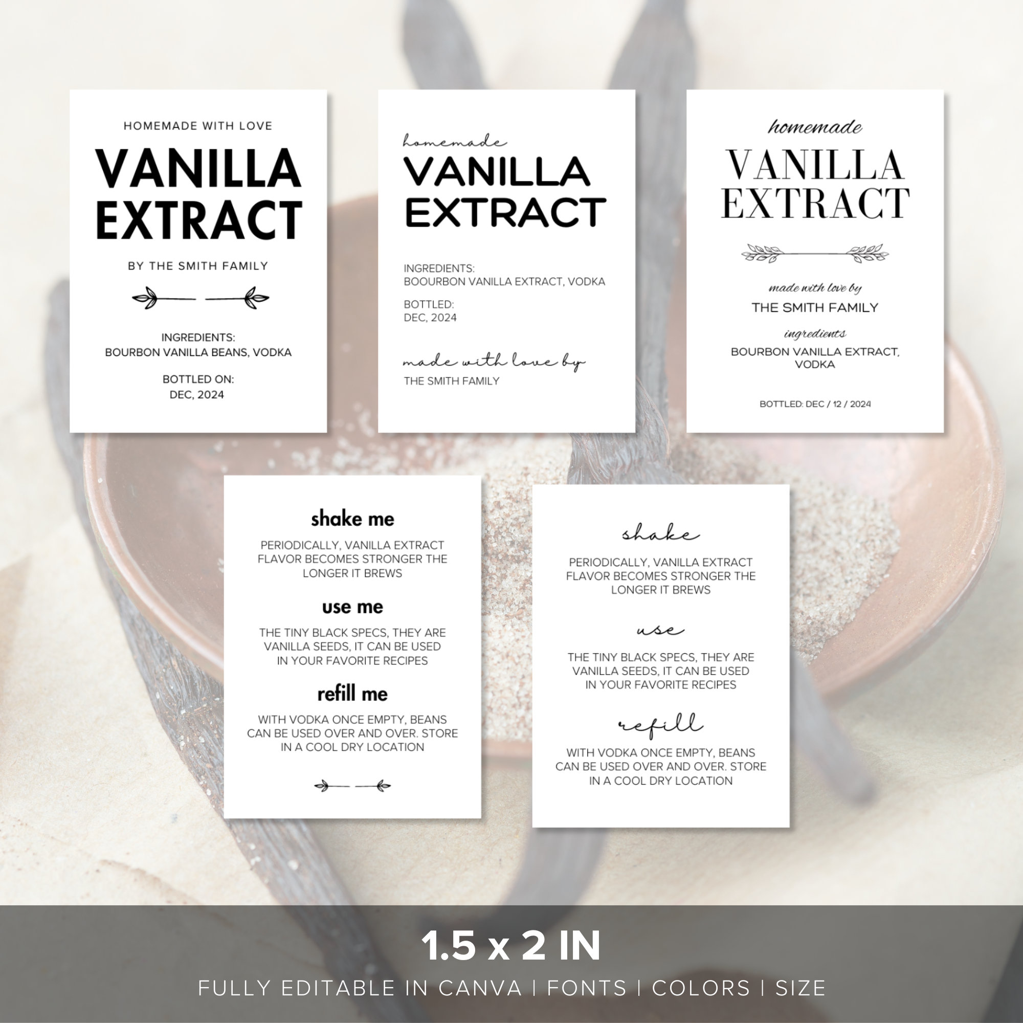 Simple Homemade Vanilla Extract Label Template, Canva, Food Label ...