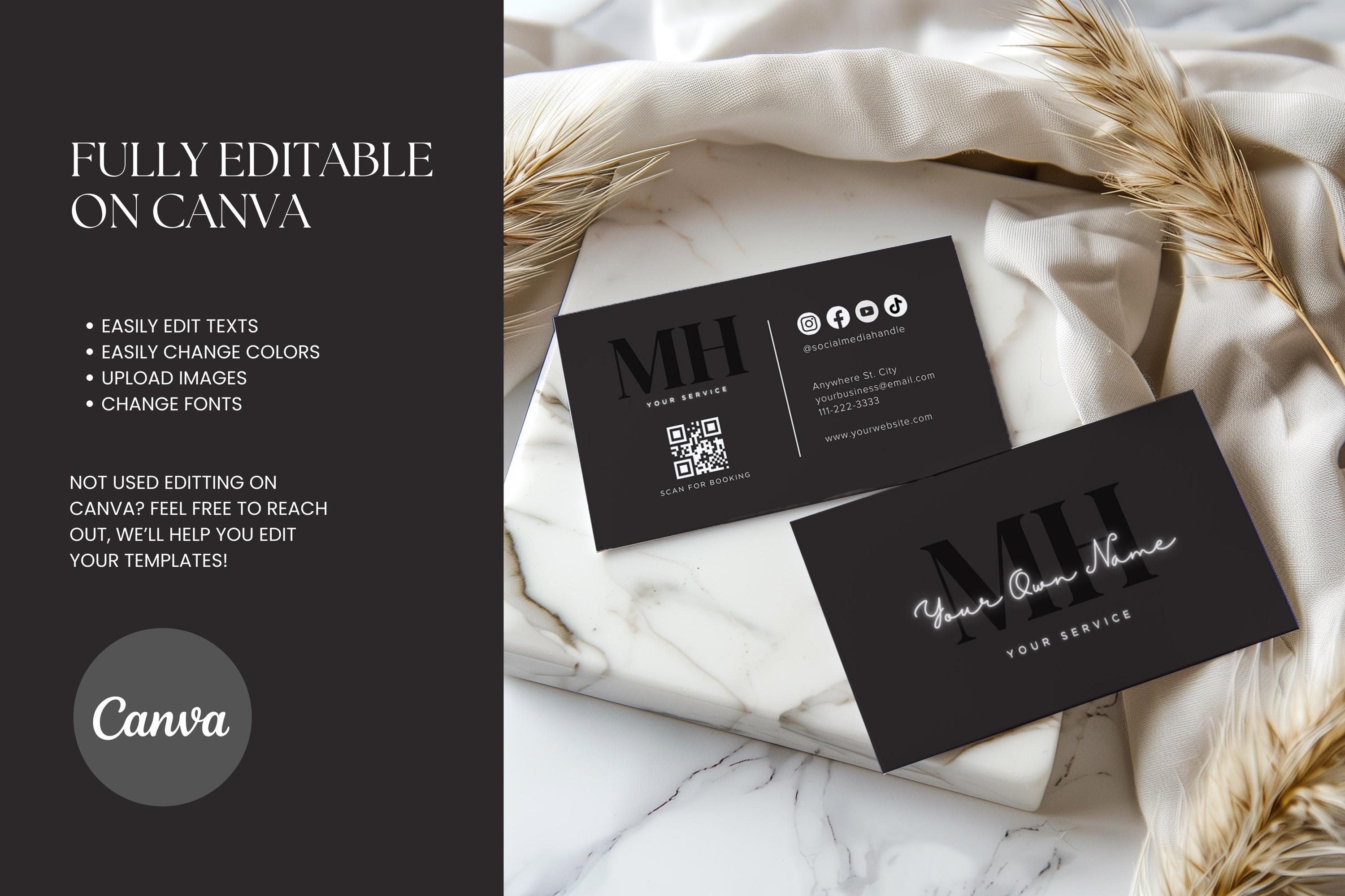 Black Business Card Template Canva With QR Code, Luxury Business Card ...