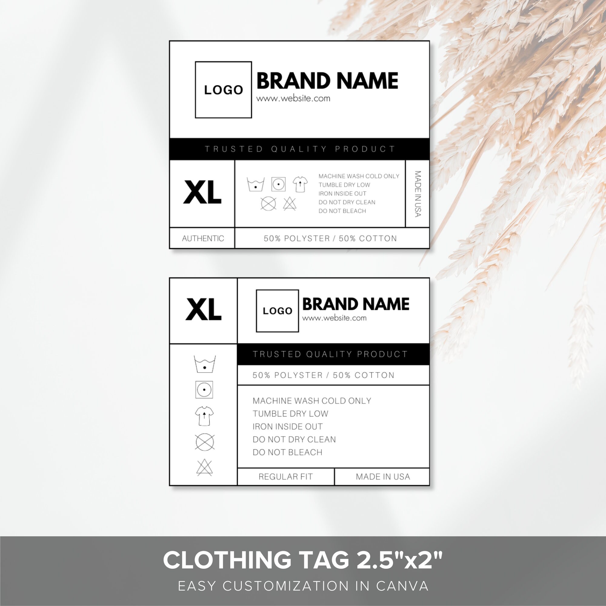Editable Clothing Hang Tag Label Bundle Canva Templates, Clothing Hang ...