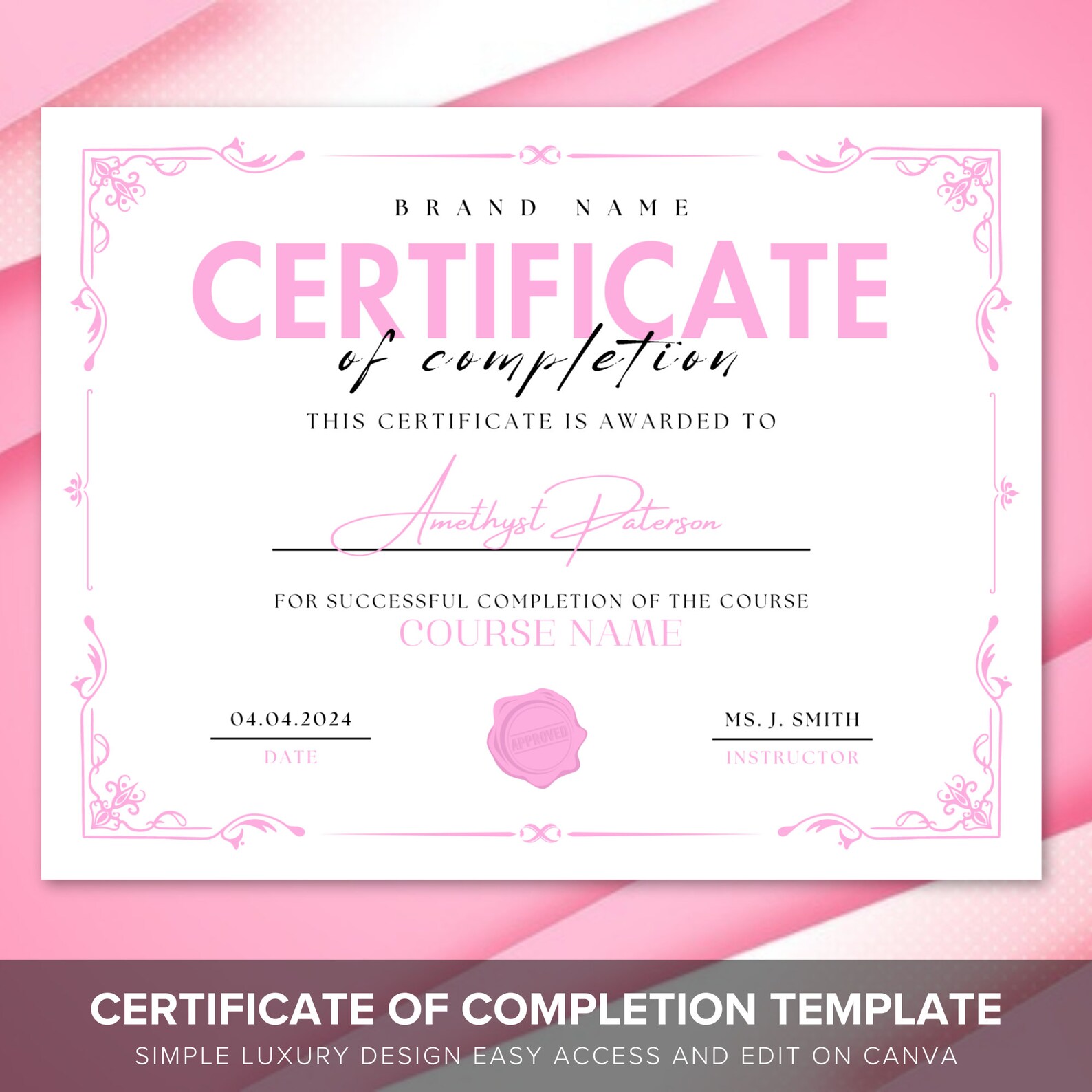 Pink Certificate of Completion Template, Body Sculpting, Makeup Class ...
