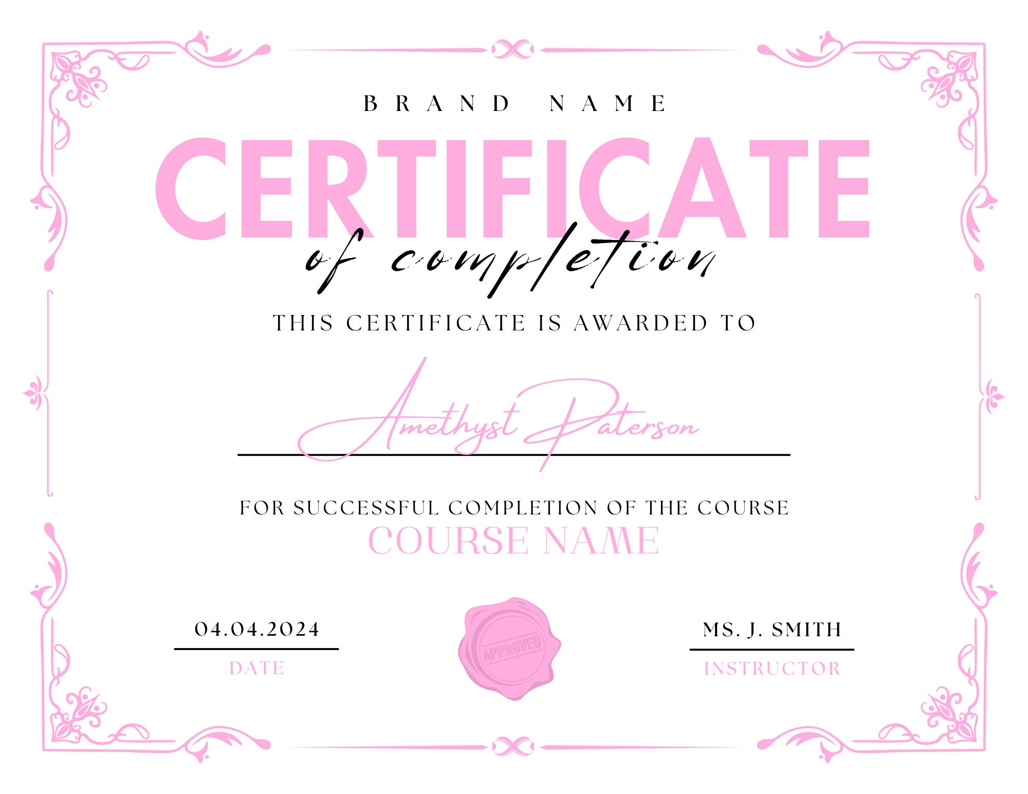 Pink Certificate of Completion Template, Body Sculpting, Makeup Class ...