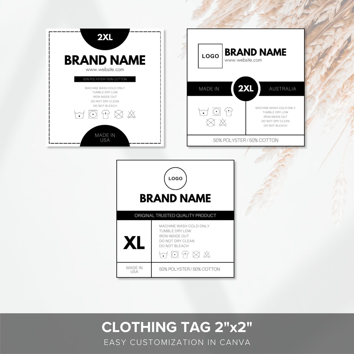 Editable Clothing Hang Tag Label Bundle Canva Templates, Clothing Hang ...