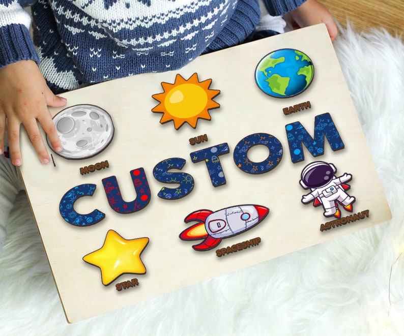 Personalized Space Busy Board, Custom Busy Board for Toddlers,kids ...
