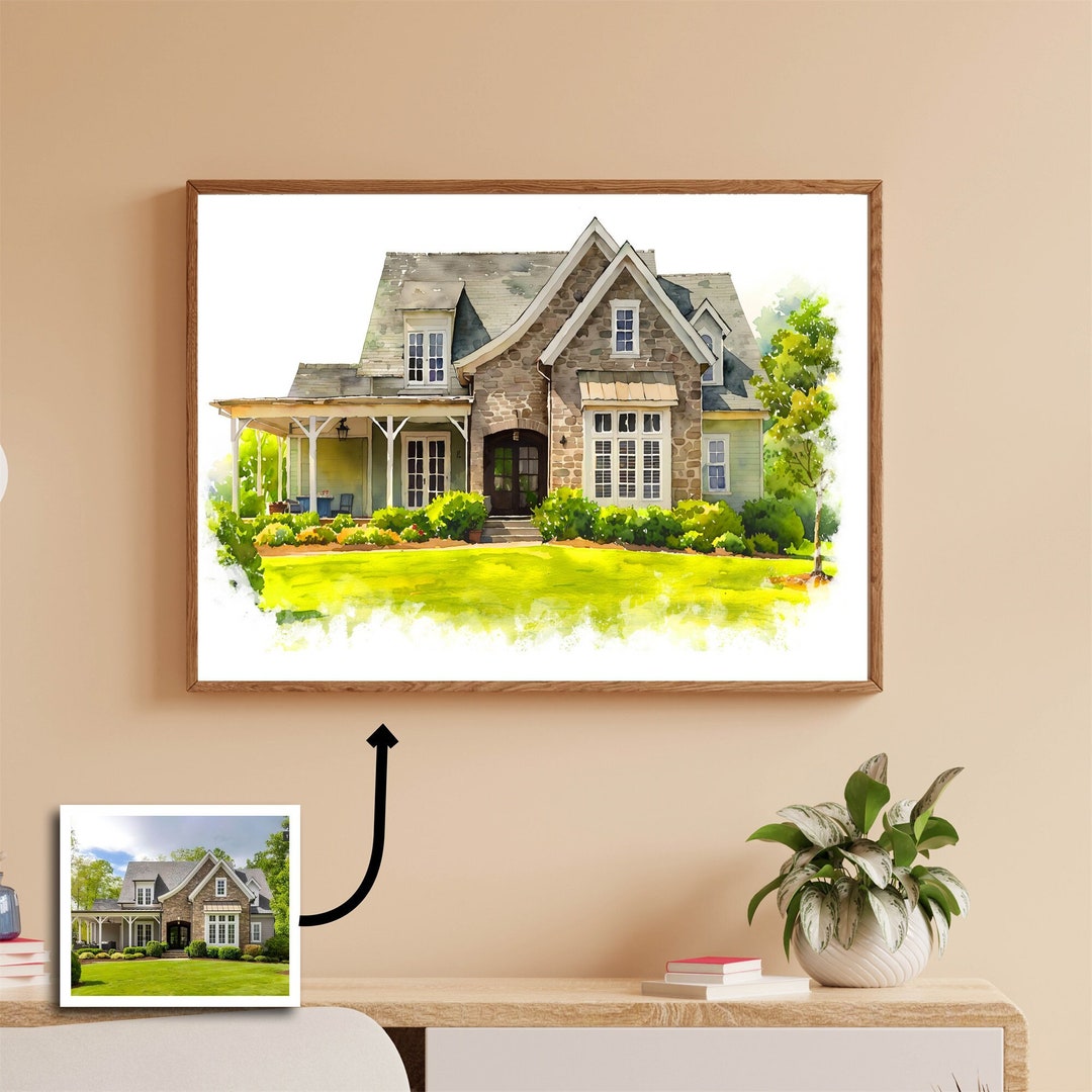 Custom Hand-painted House Painting, Housewarming Gift, Realtor Gift ...