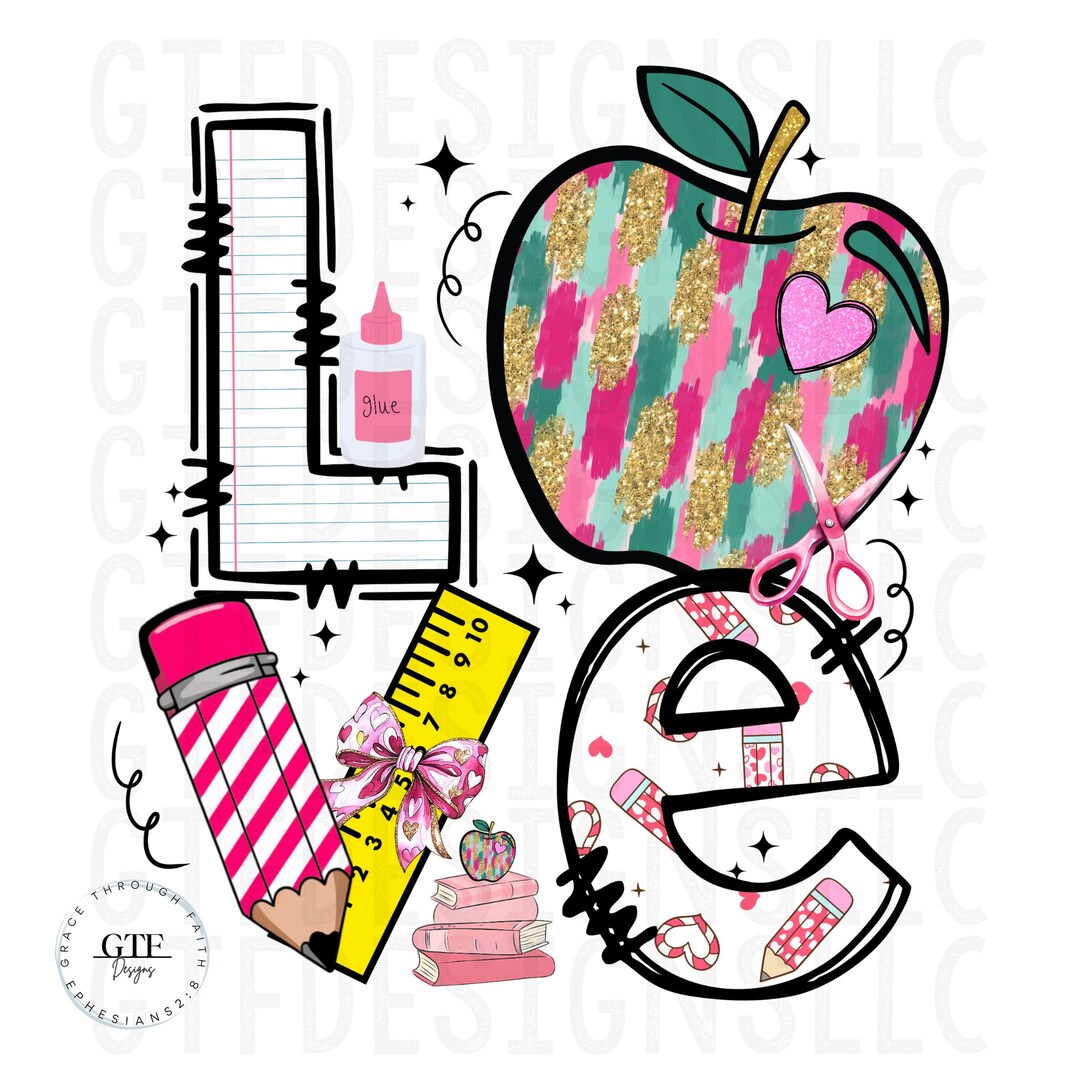 Teacher Valentines Love PNG - Etsy