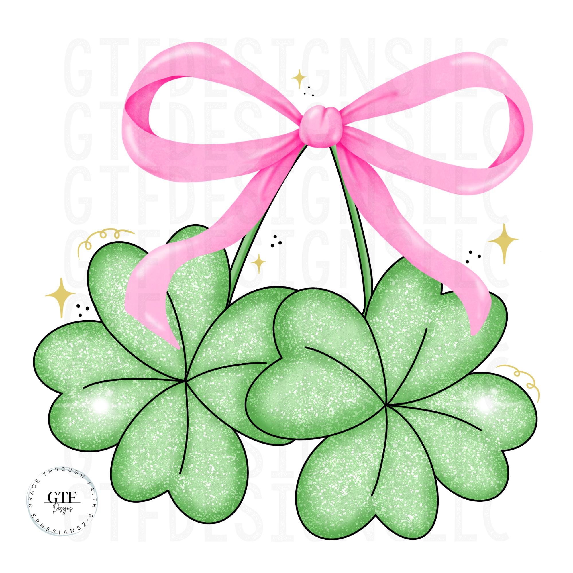 Cute Four Leaf Clover Bow PNG - Etsy