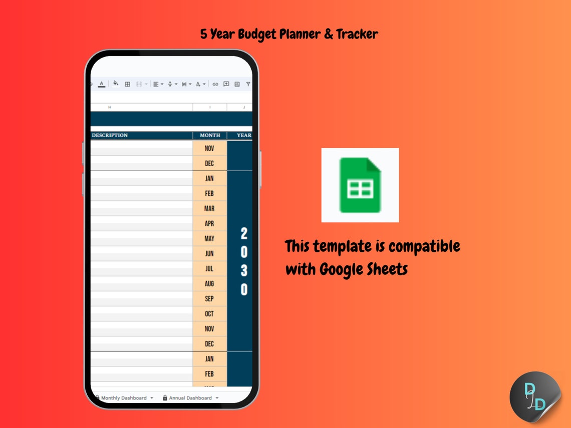 5-year Budget Planner and Tracker Digital Planner Tracker Google Sheets ...