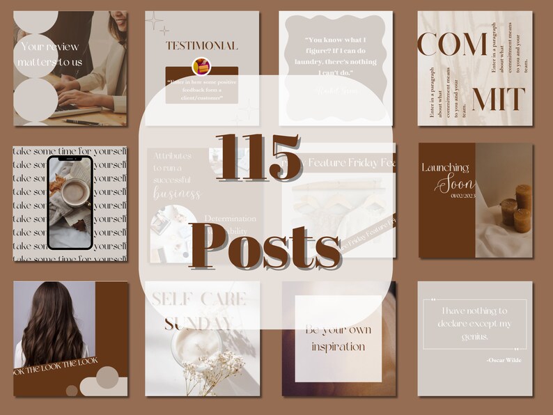 Instragram Social Media Templates - 250 Post Bundle - Neutral Tone ...