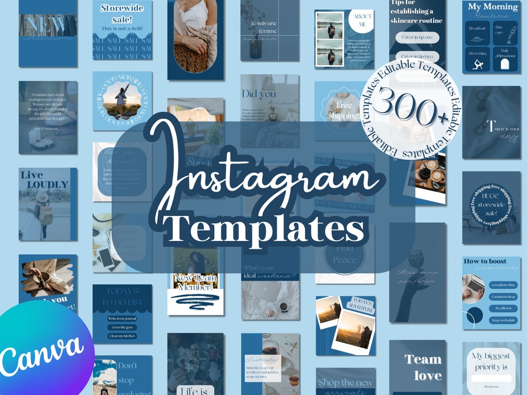 Instragram Social Media Templates - 300+ Bundle - Blue Colour Scheme ...