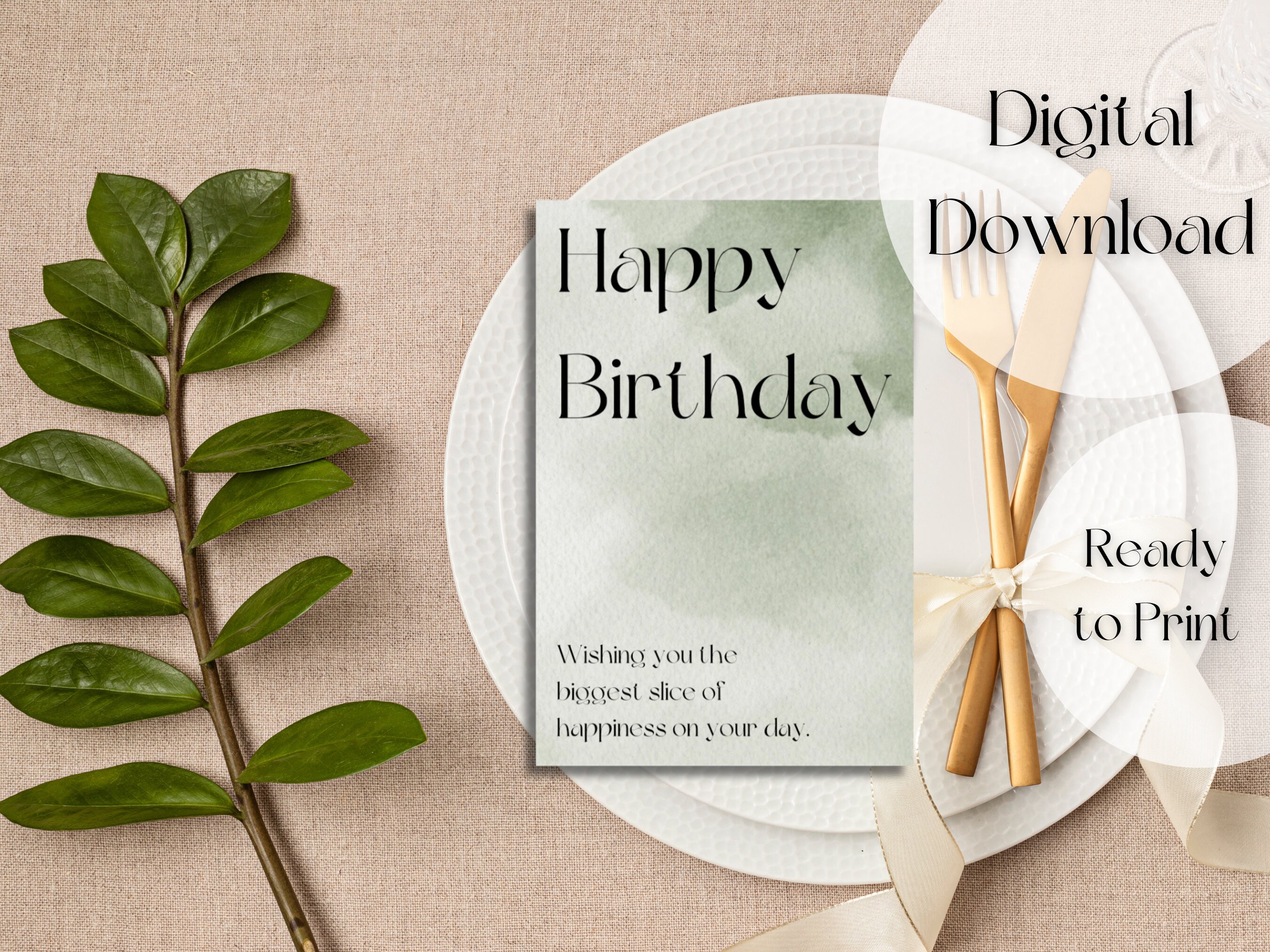 Birthday Card - Happy Birthday - Green Birthday Card - Water Colours ...