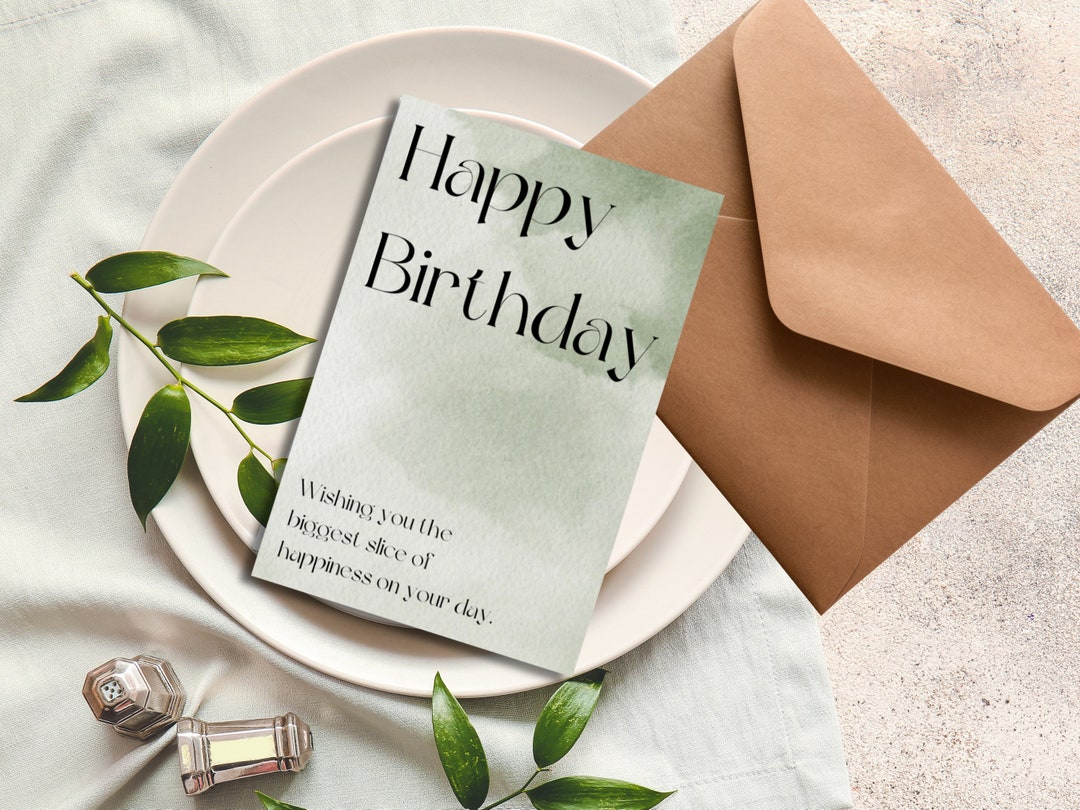Birthday Card - Happy Birthday - Green Birthday Card - Water Colours ...