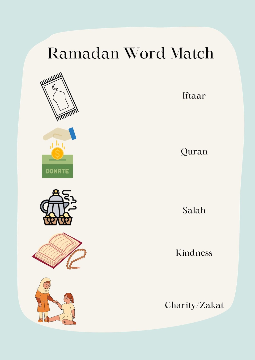 Ramadan Word Match - Etsy