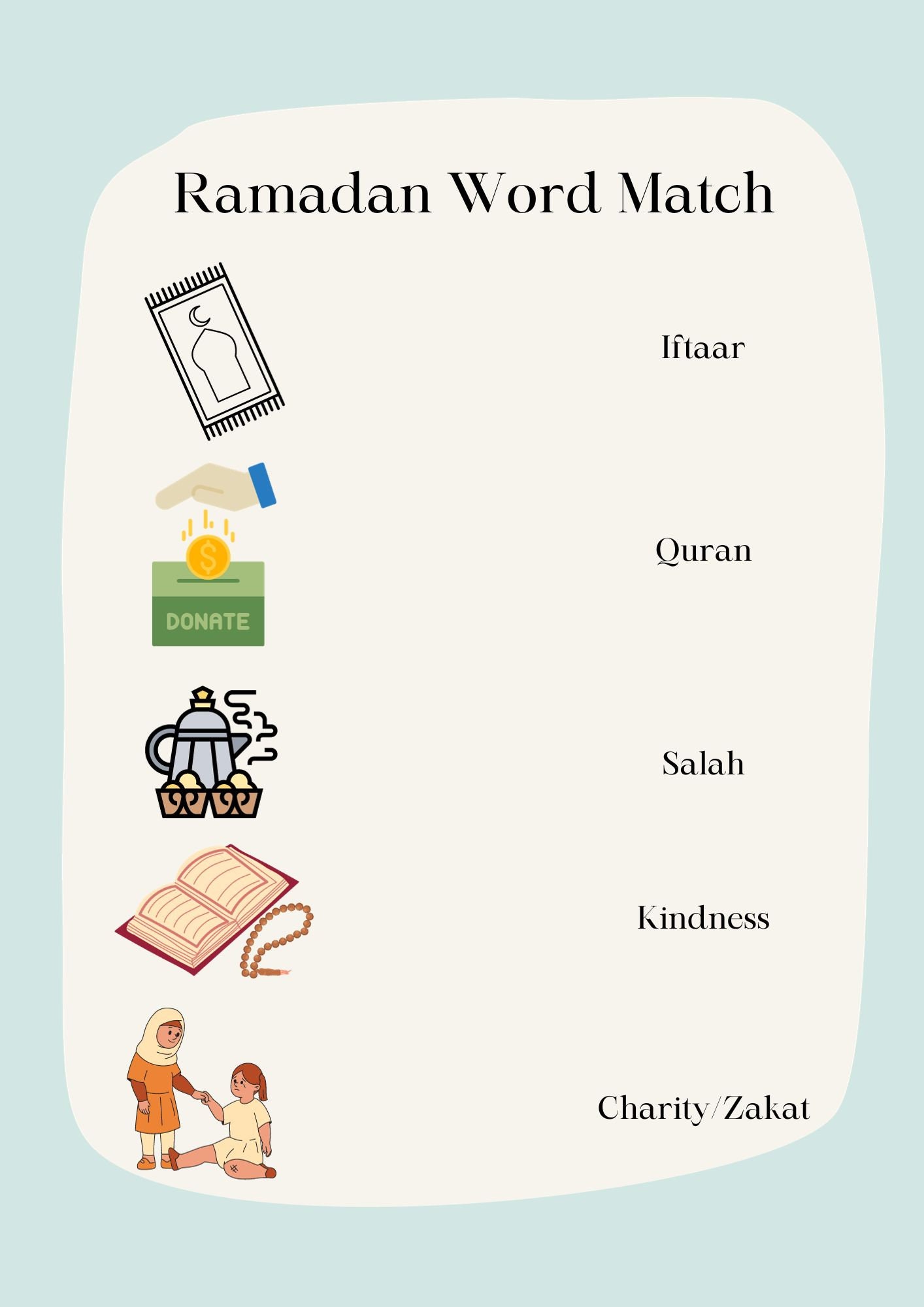 Ramadan Word Match - Etsy