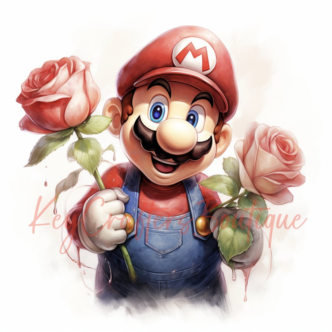 Super Mario Valentine's Day, Mario Love PNG Holding a Rose, Mario ...